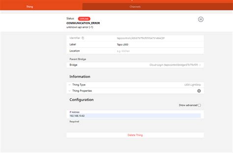 Tapo Error Bindings Openhab Community
