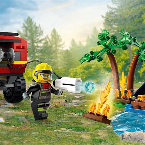 Lego 60412 City 4x4 Fire Truck With Rescue Boat Building Toy Set
