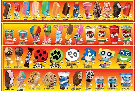 Menu Mobile Ice Cream Trucks