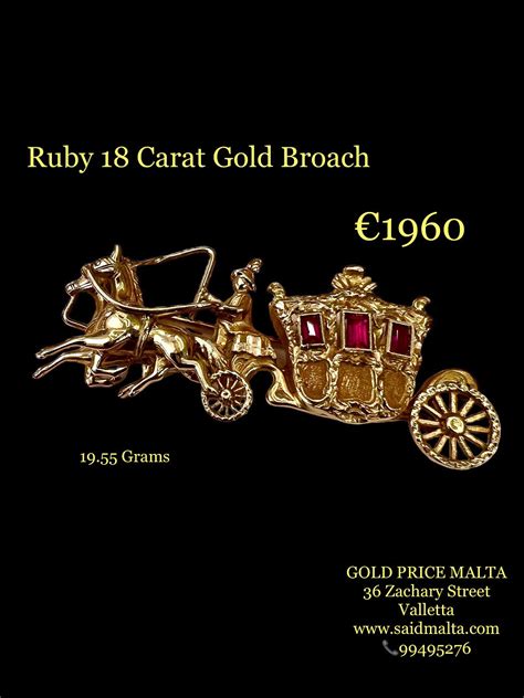 Ruby 18 Carat Gold Broach Gold Price Malta
