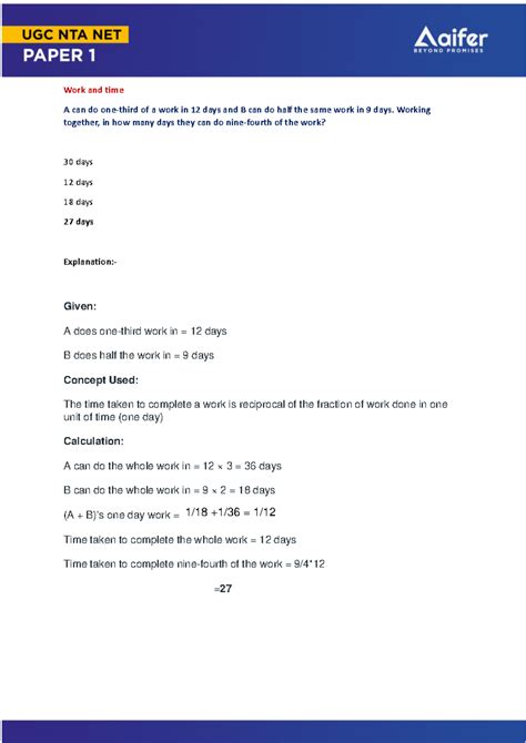 Work And Time A And Bs Combined Work Calculation Studocu