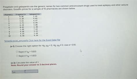 Solved Pregabalin And Gabapentin Are The Generic Names For
