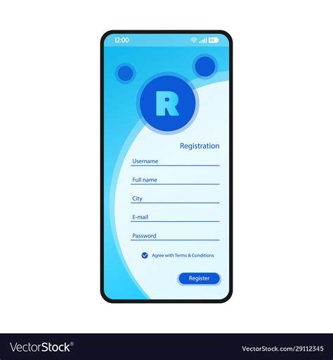 Register Form Smartphone Interface Template Vector Image