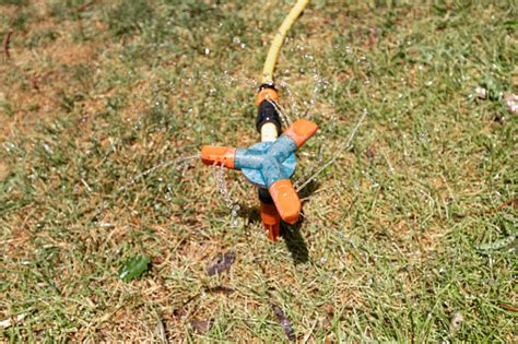 현대적인 스프링클러는 공원의 잔디밭에 물을 분사합니다 원예 및 조경 디자인 컨셉 가루로 빻은에 대한 스톡 사진 및 기타 이미지 가루로 빻은 공장 산업 건물 관개 장비