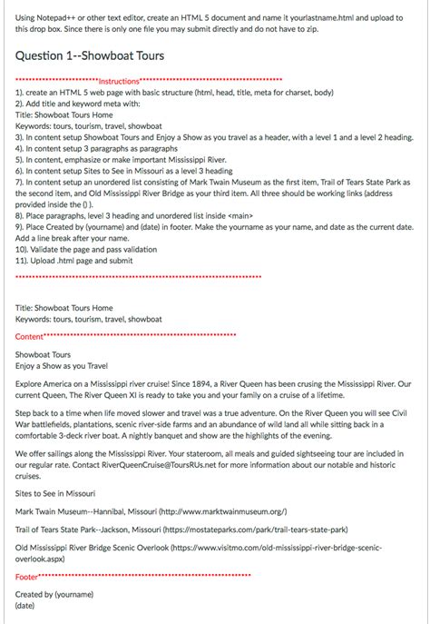 Solved Using Notepad Or Other Text Editor Create An Html