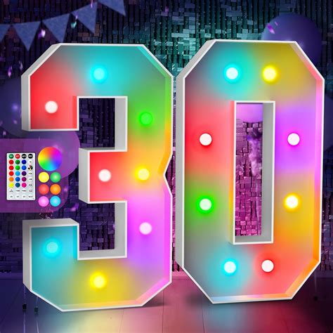 Marquee Numbers Colorful 30th Birthday Decoration 4ft