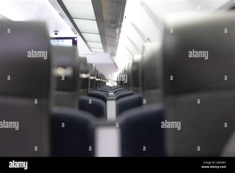 An Empty Cabin Of The Aeroexpress Train Without Passengers Soft Seats In A Row With Leather