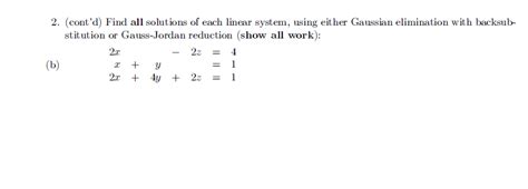 Solved Find All Solutions Of Each Linear System Using