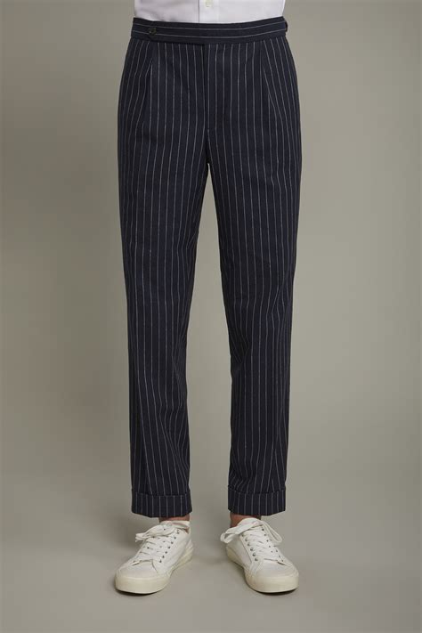 Pantalone Classico Uomo Con Doppia Pince Tessuto Lino E Cotone Con