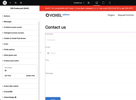 How To Create Contact Form With Fluentcrm Integration Using Create Post Widget In Voxel Theme