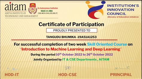 Bhumika Tangudu On Linkedin Received A Two Week Fdp On Conducted By Iicachine Learning And Deep