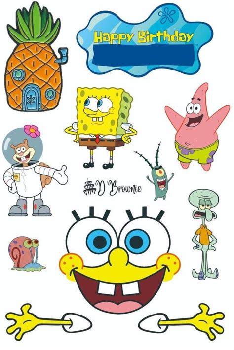 Spongebob Birthday Card With Cartoon Characters And The Words Happy Birthday Written On It