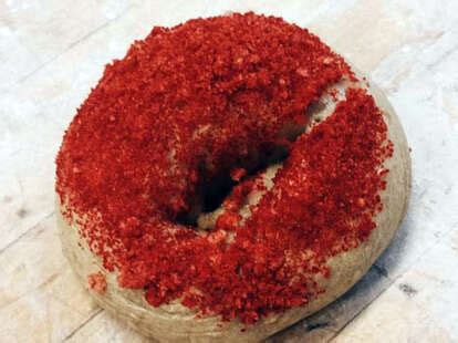 Flamin Hot Cheetos Bagel By Buffalo Bakery Breadhive Thrillist