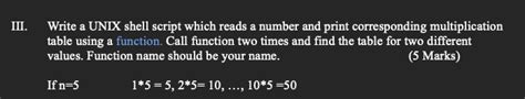 Solved Iii Write A Unix Shell Script Which Reads A Number