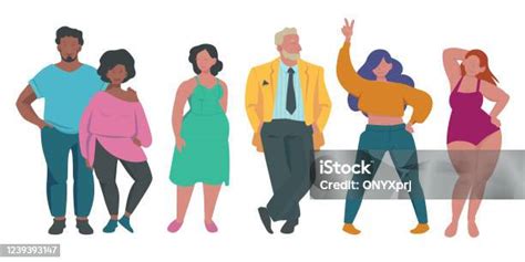 뚱뚱한 사람들 신체 긍정적 인 매력적인 캐릭터 과체중 남성과 여성 사람 활동 라이프 스타일 의 지방 벡터 일러스트 개념에 대한 스톡 벡터 아트 및 기타 이미지 Istock