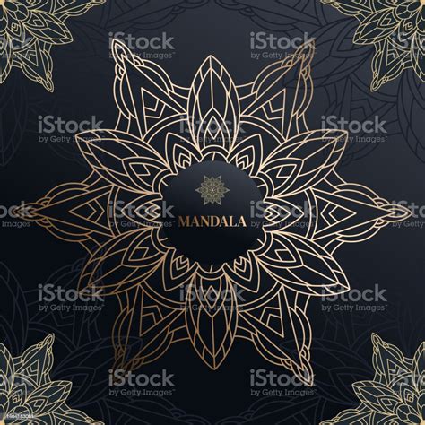 손으로 그린 골드 럭셔리 장식 만다라와 꽃 요소 장식 황금 그라데이션 패턴입니다 아름 다운 빈티지 장식입니다 민족 모자이크 동양 벡터 스케치 그림 진한 파란색 배경 0명에