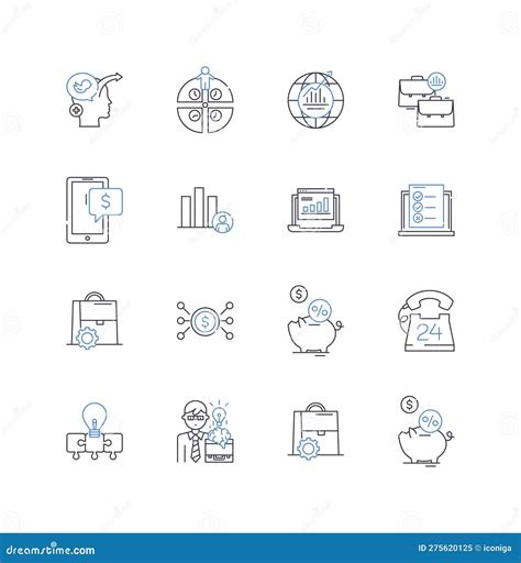 Asset Management Line Icons Collection Investment Portfolio Allocation Diversification
