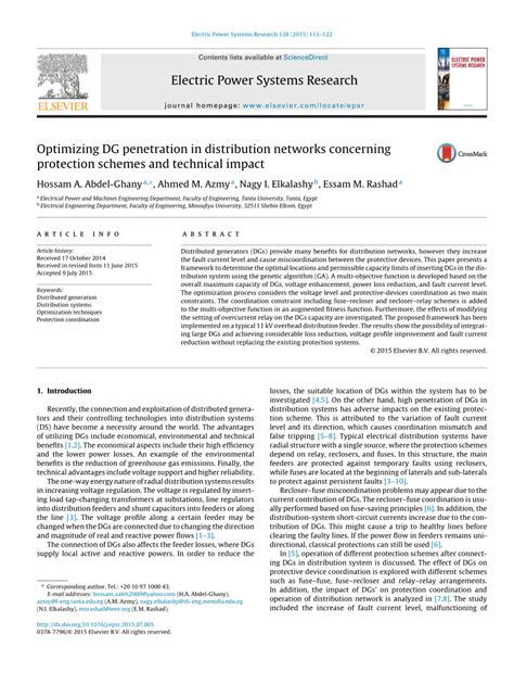 Pdf Optimizing Dg Penetration In Distribution Networks Concerning Protection Schemes And