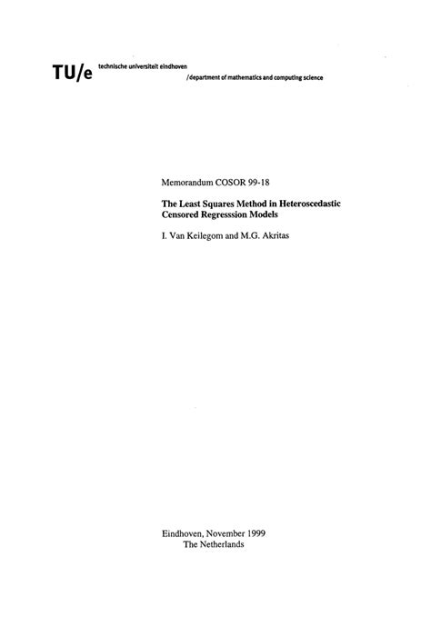 Pdf The Least Squares Method In Heteroscedastic Regression Models