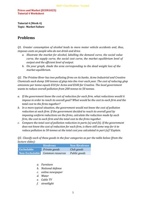tutorial 4 notes rmit classification trusted prices and market