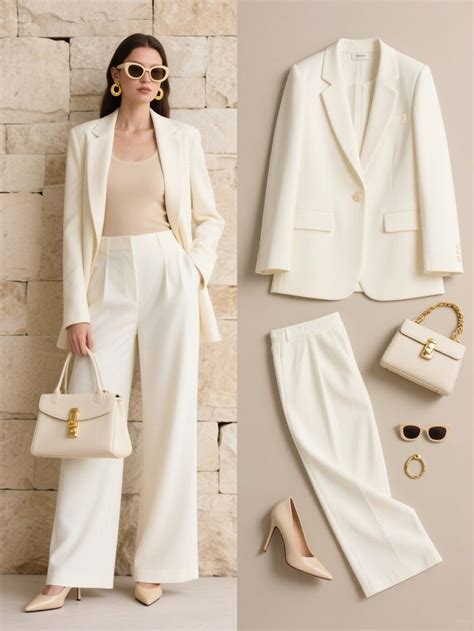 Unique Closet Business Professional Outfits Cream Ivory Suits For