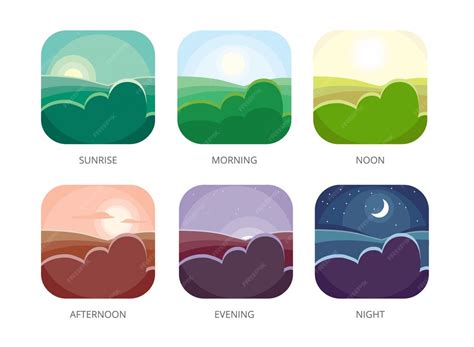 Premium Vector Visualization Of Various Timeday Morning Noon And