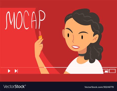 Young Woman Blogger Giving Makeup Tutorials Vector Image