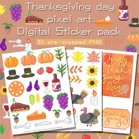 추수감사절 픽셀 아트 스티커 위버딩