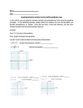 Graphing Calculator Parallel And Perpendicular Line Exercise By Nathaniel Clark