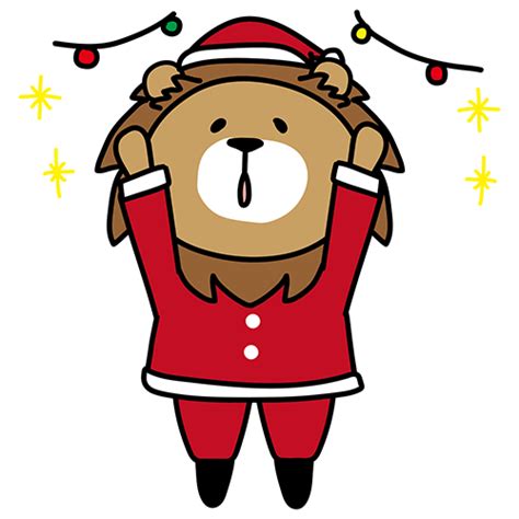 サンタの衣装でクリスマスの飾りつけをするライオンの無料 フリー イラスト かわいい手描きの無料素材てがきっず保育園小学校介護施設に