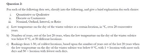 Solved Question For Each Of The Following Data Sets Chegg