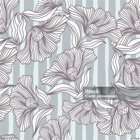 아름 다운 꽃 라인 완벽 한 패턴 장식입니다 꽃 빈티지 윤곽선 끝없는 배경 복고풍 스타일 추상적인에 대한 스톡 벡터 아트 및