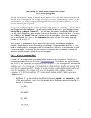 Understanding Sampling And Surveys In Statistics Lab Activity Course Hero