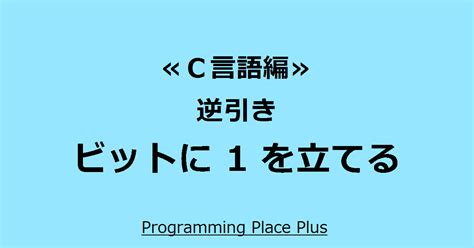 ビットに を立てる Programming Place Plus C言語編 逆引き