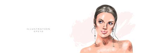 Векторная иллюстрация Красивая девушка с красивым макияжем Премиум векторы