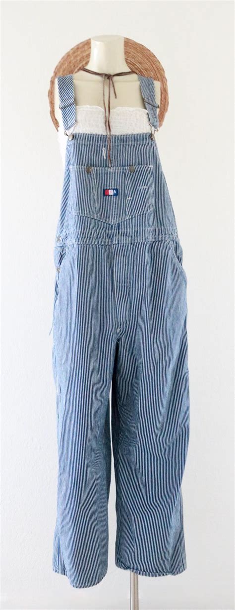 Micro Stripe Denim Overalls Etsy