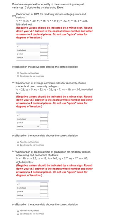 Do A Two Sample Test For Equality Of Means Assuming Chegg Com