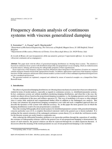 Frequency Domain Analysis Of Continuous Fasana Pdf Eigenvalues And Eigenvectors Operator