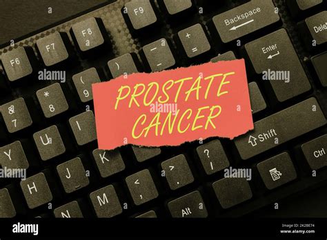 hand writing sign prostate cancer business overview cancer develops in