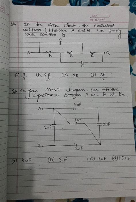 Q In The Given Circuit The Equivalent Resistance Between A And B At St