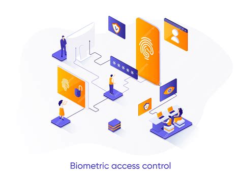 Premium Vector Biometric Access Control Isometric Illustration With