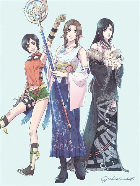 Tifa Lockhart Aerith Gainsborough Yuffie Kisaragi Moogle Yuna And