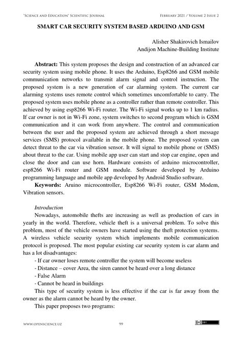 Pdf Smart Car Security System Based Arduino And Gsm
