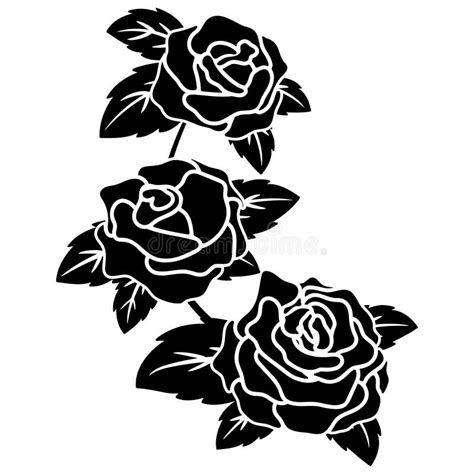 Black Silhouette Bloom Motif Floral For Background Border Frame Decoration Stock Vector