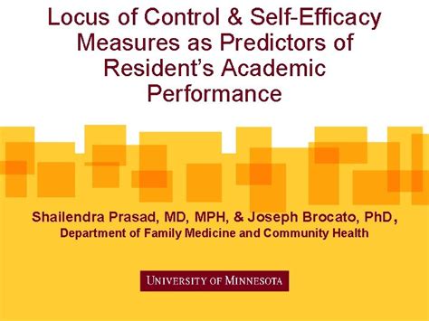 Locus Of Control Selfefficacy Measures As Predictors Of