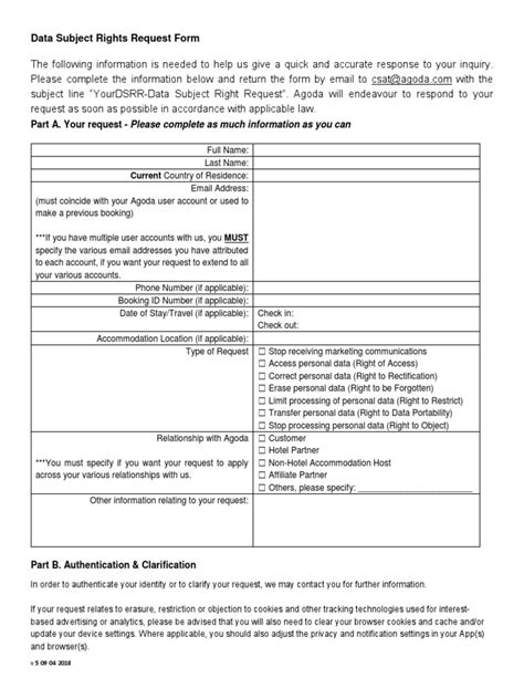 Data Subject Rights Request Form V2 Pdf Cookie Cyberspace