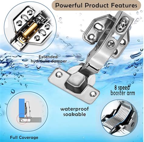 4 Pcs Soft Close Hinges Kitchen Cupboard Hinges110 Degree Full