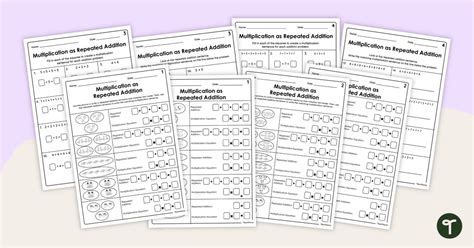 multiplication as repeated addition worksheet pack teach starter
