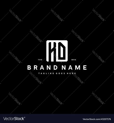 Kd Monogram Logo Design With Square Rectangular Vector Image
