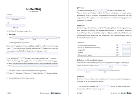 Mietvertrag Ratgeber And Kostenlose Pdf Und Word Vorlage Itsmydata